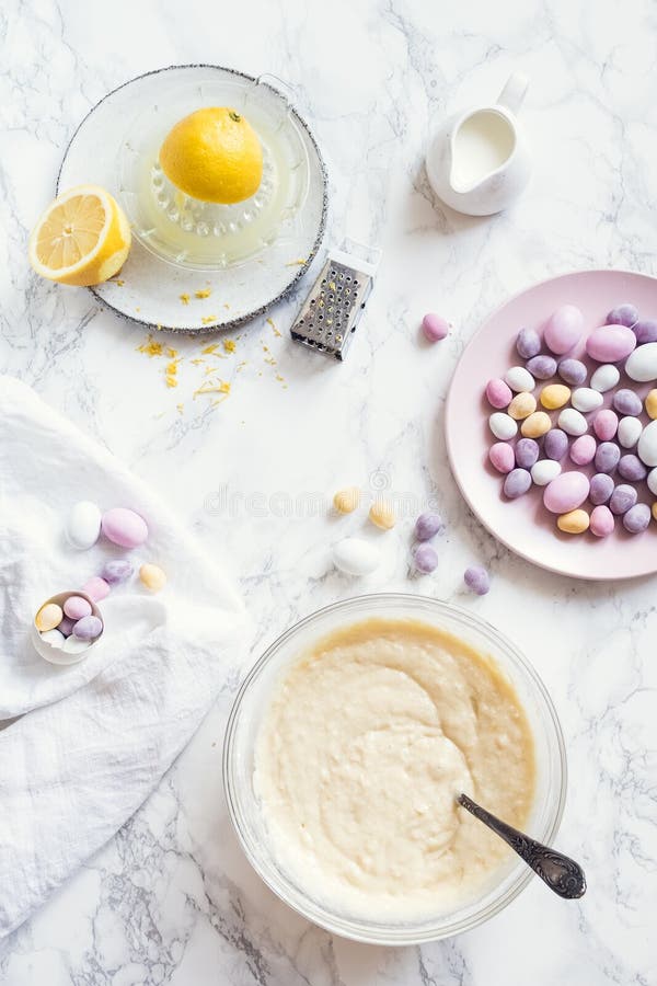 Process of Preparation Glazed Easter Cupcakes Decorated with Mini ...