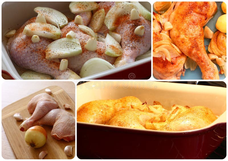 Collage with roast chicken stock image. Image of advert - 142616743