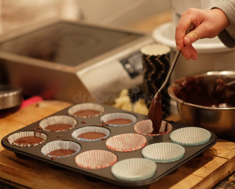 Process Of Making Coffee Cupcakes Stock Image - Image of form, cookie ...
