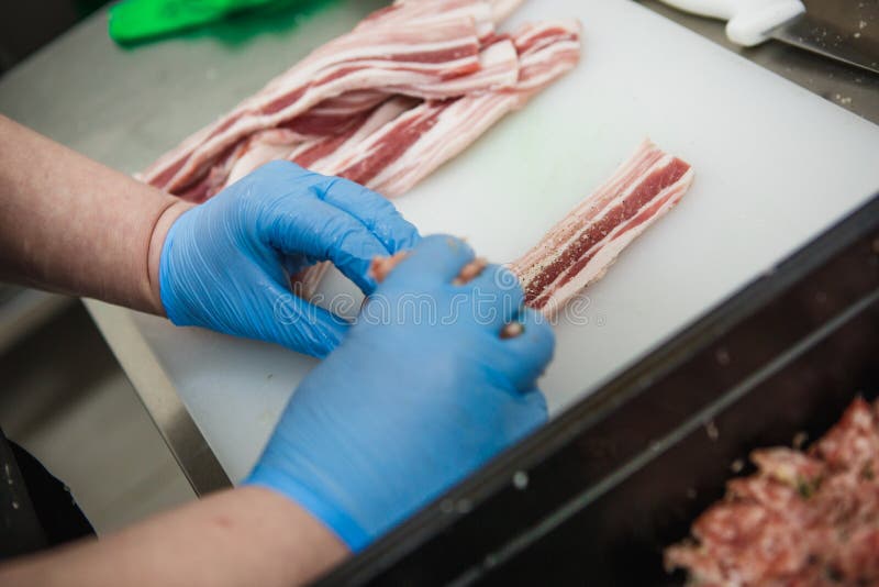 The Process of Preparing Meat Products. Stock Photo - Image of cooking ...