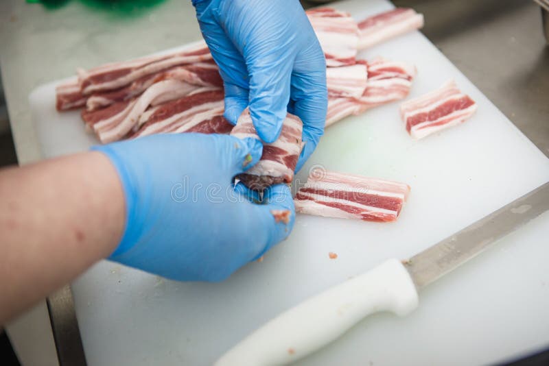 The Process of Preparing Meat Products. Stock Image - Image of molded ...