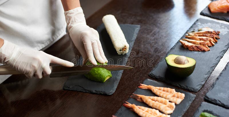 Process of Preparing Rolling Sushi Stock Image - Image of making ...