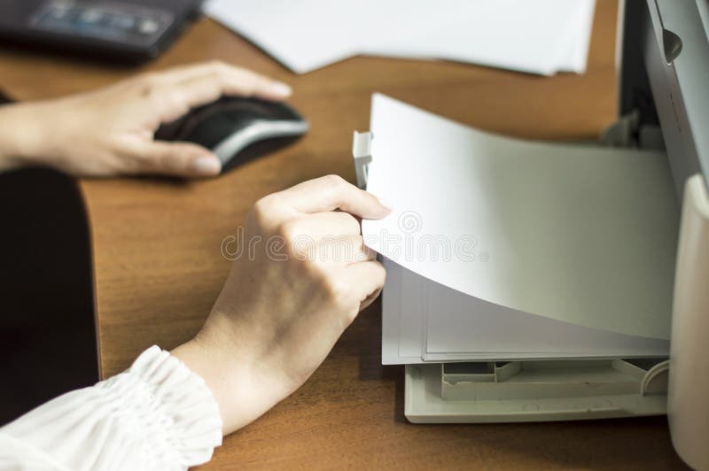 Press Process on Clean Sheets of Paper Stock Photo - Image of prompt ...