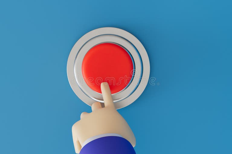 The Process of Pressing the Red Button. the Finger Presses the Red ...
