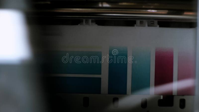 The Process of Printing a Color Inkjet Printer in Close-up. the Rolles ...