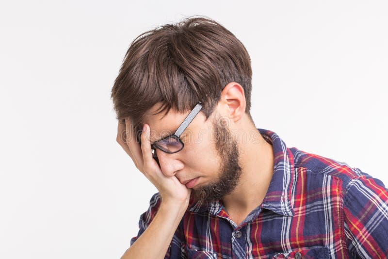 Process, Problem, People Concept - Young Man Thinking about Problem ...