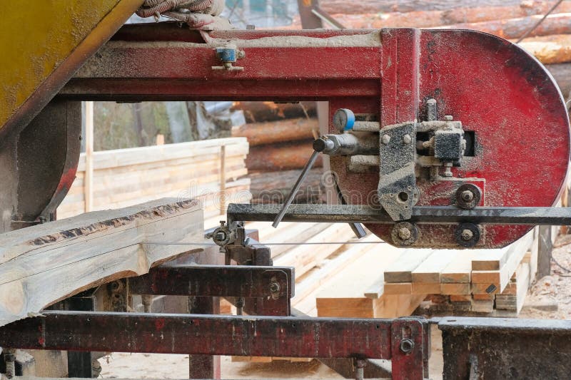 The Process of Processing Logs on the Equipment of a Sawmill Stock ...