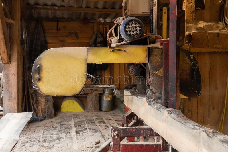 The Process of Processing Pine Boards on the Old Sawmill Equipment ...