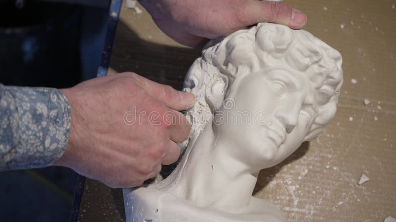 The Process of Processing and Polishing Plaster Figures. a Factory for ...