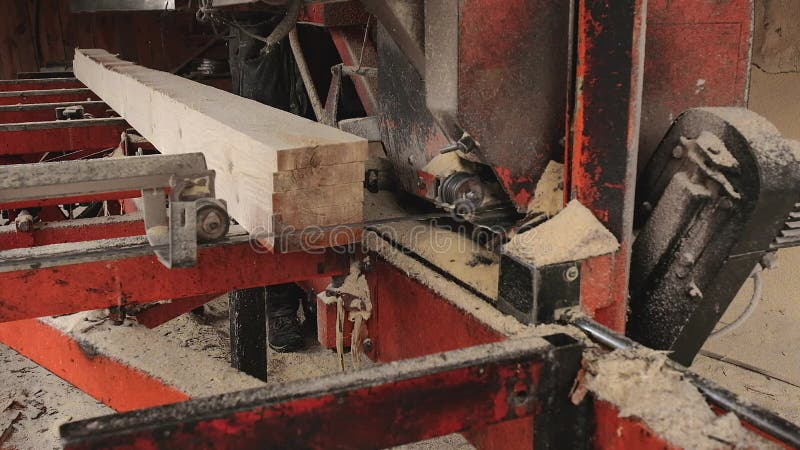 The Process of Processing Wood on a Sawmill. Wooden Board Making Lumber ...
