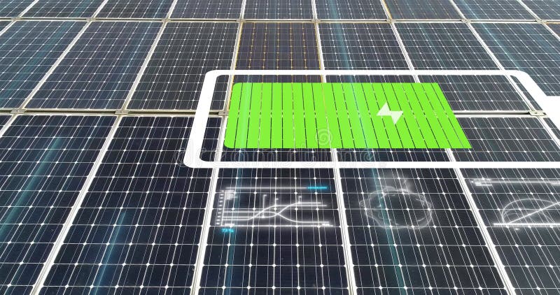 The Process of Producing Solar Electricity. Solar Panel Generates ...