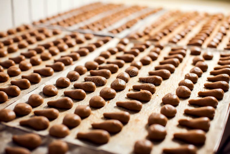 A Process of Production Bakery Products at the Factory. Sweet Cake on ...