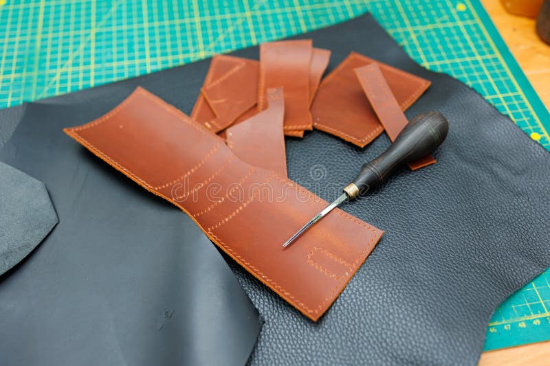 The Process of Production of Leather Goods. Materials and Tools for ...