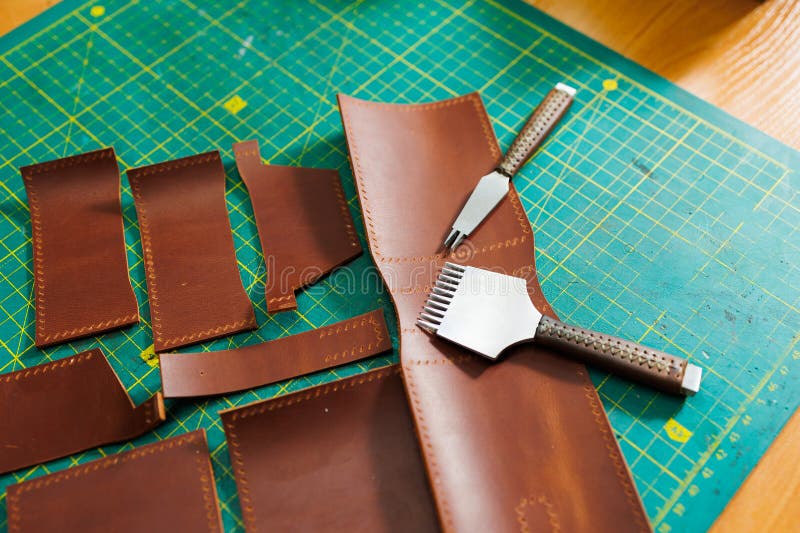 The Process of Production of Leather Goods. Materials and Tools for ...