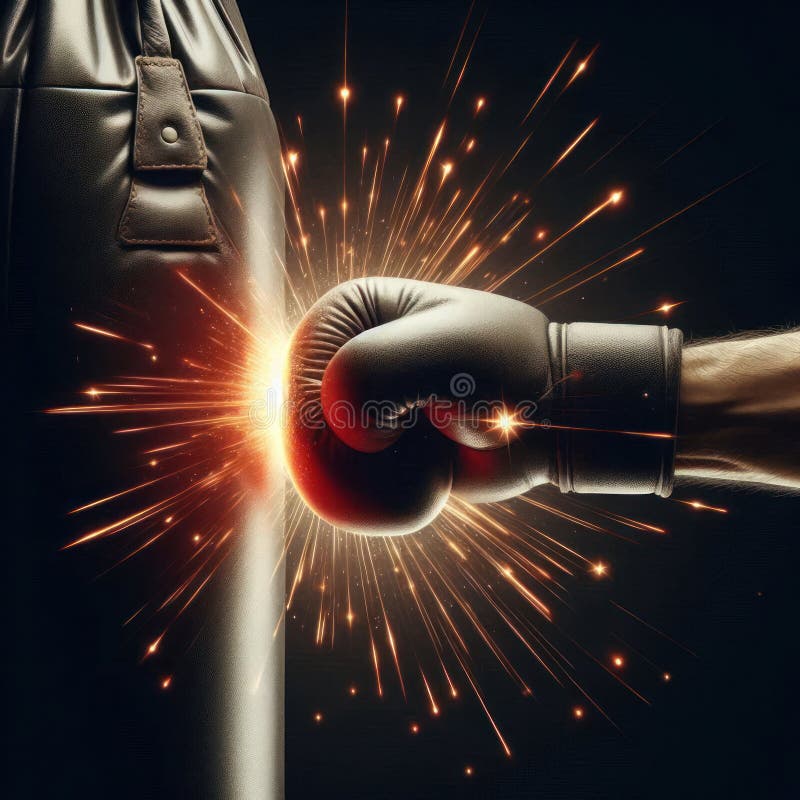 The Process of Punching with a Boxing Glove. Stock Image - Image of ...