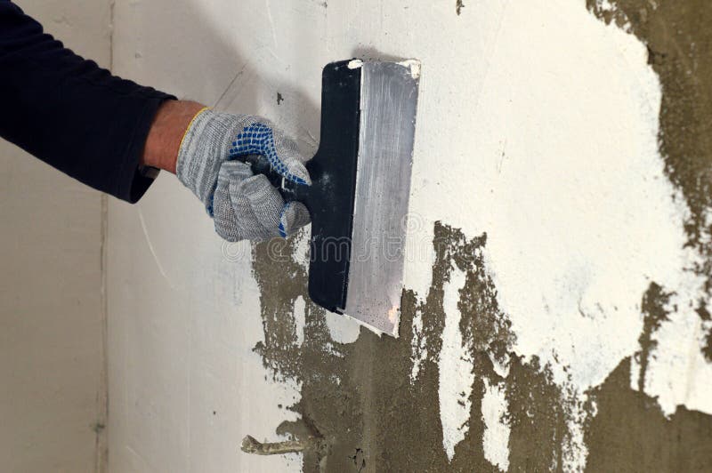 Process Putty Concrete Wall Stock Photo - Image of tools, metal: 45664156