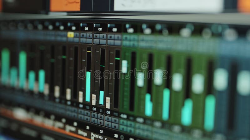 Process of Recording Editing Sounds Songs Monitor Screen. Computer ...