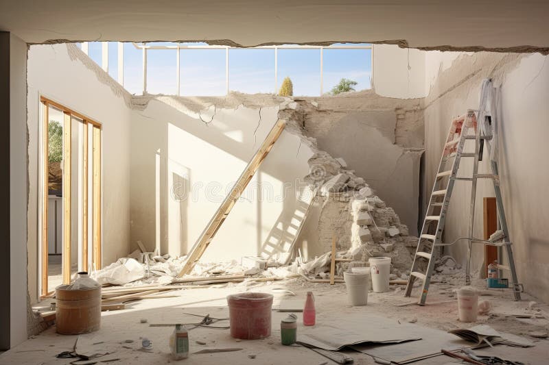 The Process of Renovation in an Empty Bright Room. Empty Interior for ...