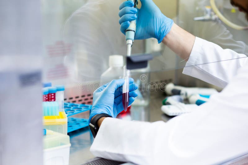 Process of Research and Chemical Experiments with Vials and Ampules in ...