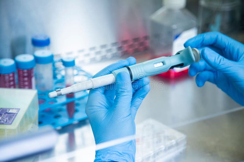 Process of Research and Chemical Experiments with Vials and Ampules in ...