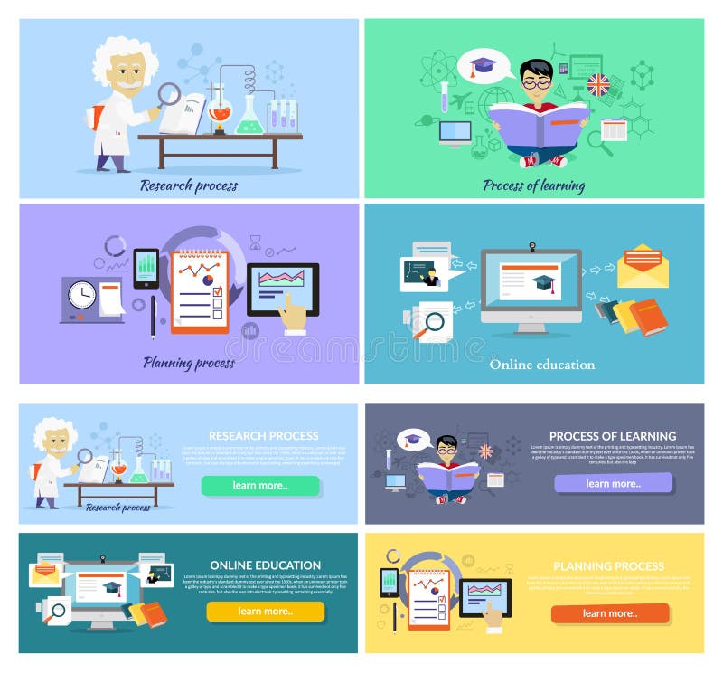 Process Research Planning and Learning Stock Vector - Illustration of ...