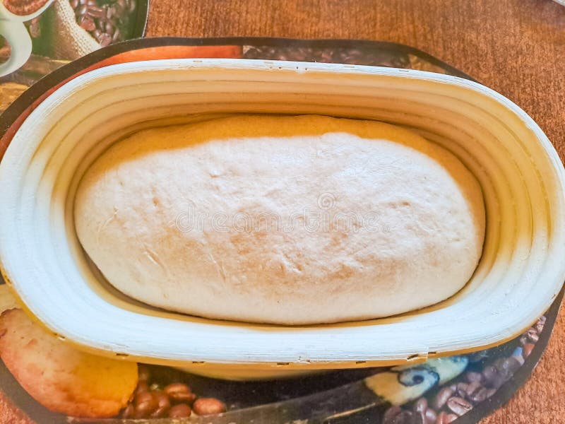 Process of Rising Dough in a Special Basket. Bread Made from Natural ...