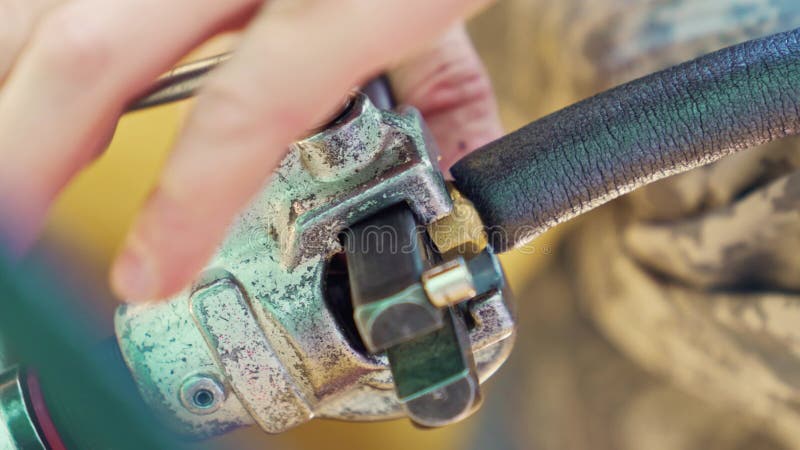 The Process of Rolling Copper Tubes of the Freon Pipeline Stock Video ...
