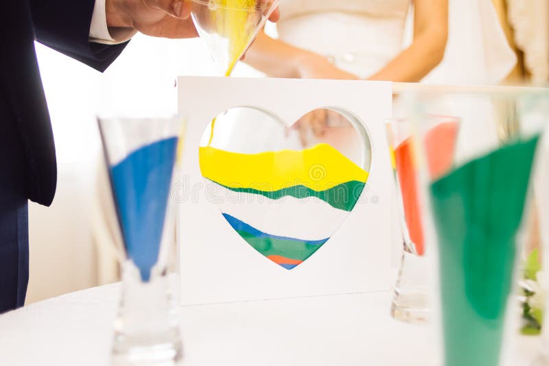 Process of Sand Pouring during a Short Wedding Ceremony Stock Image ...