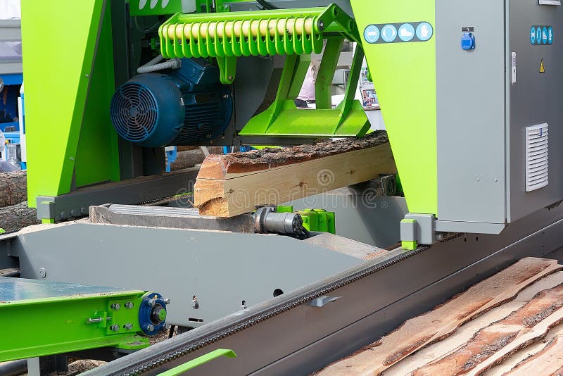 The Process of Sawing Wood on Sawmill Equipment Stock Image - Image of ...