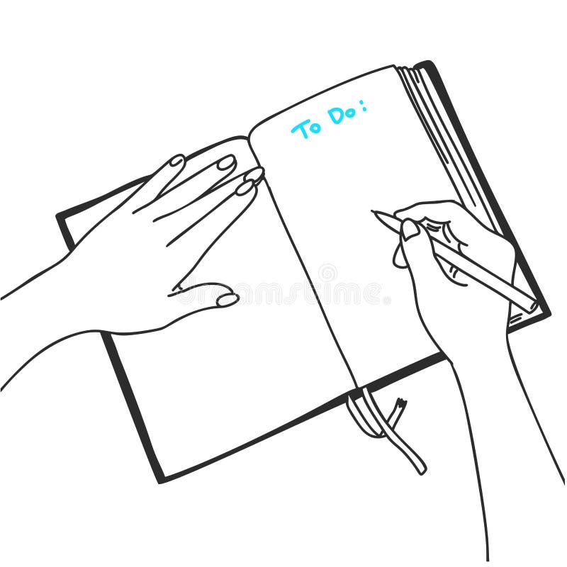 The Process of Setting Goals in Front of a Clean Diary Page. Vector ...