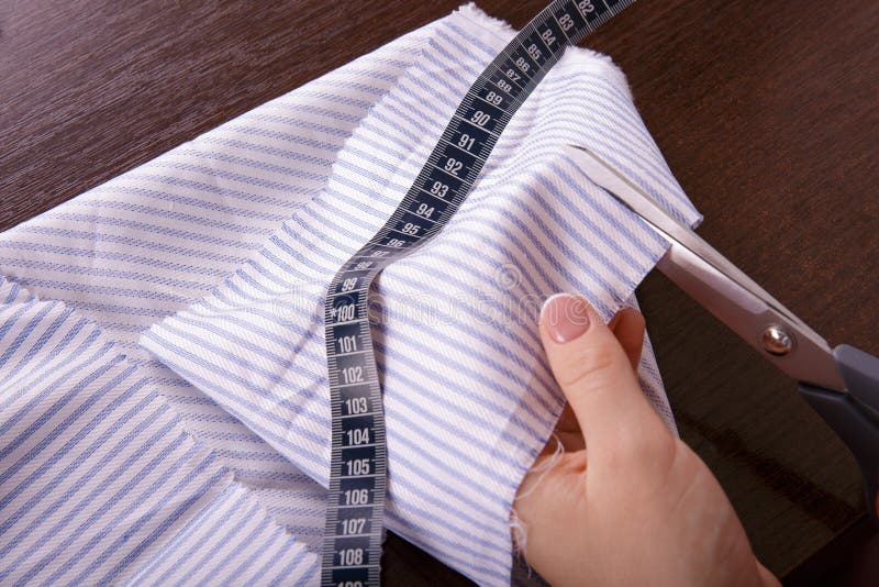 Process of Sewing. Fabric Cutting Stock Image - Image of clothes, clip ...