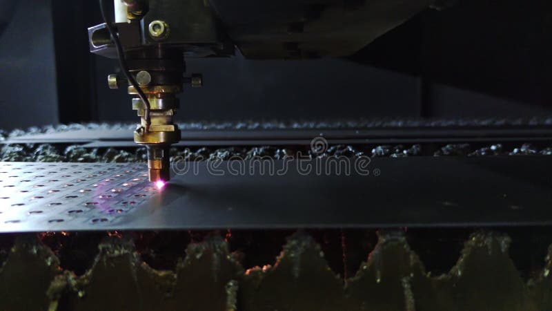 Process of Sheet Metal Laser Cutting, Close-up with Selective Focus ...