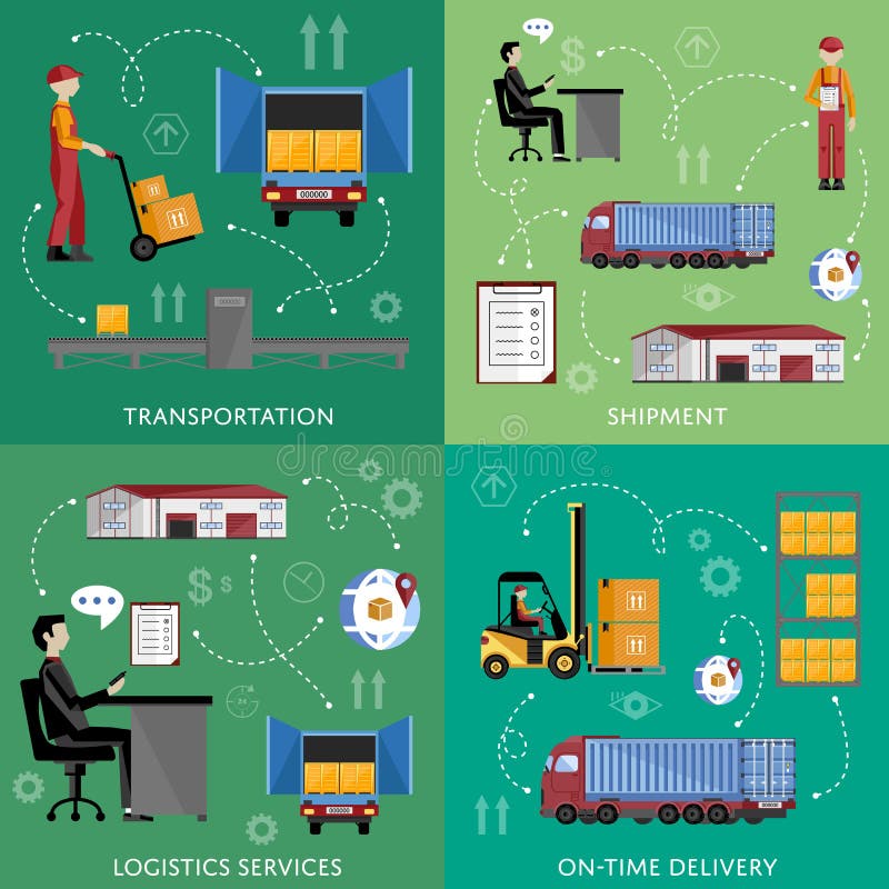 Process of Shipping and Distribution Goods Stock Illustration ...