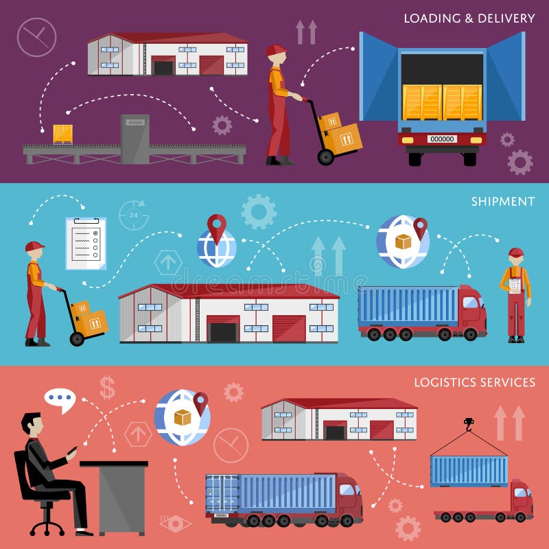 Process of Shipping and Distribution Goods Stock Illustration ...
