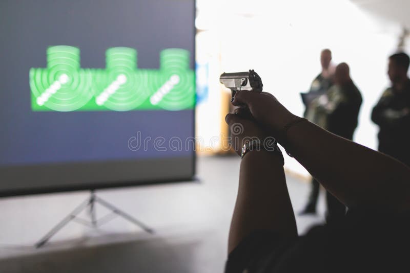 Process of Shooting Target at the Shooting Rifle Range, Women ...