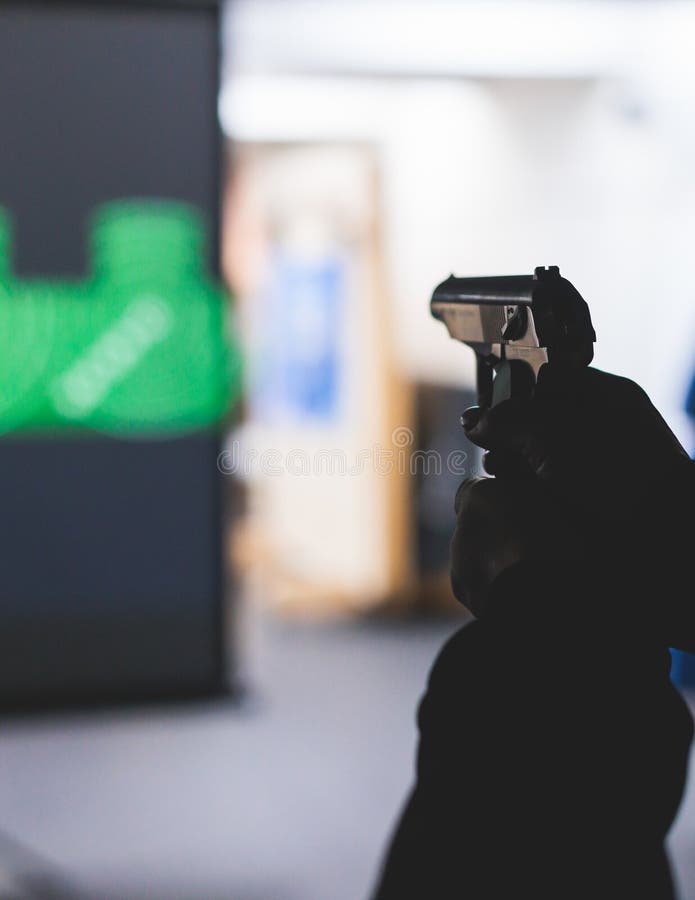 Process of Shooting Target at the Shooting Rifle Range, Women ...