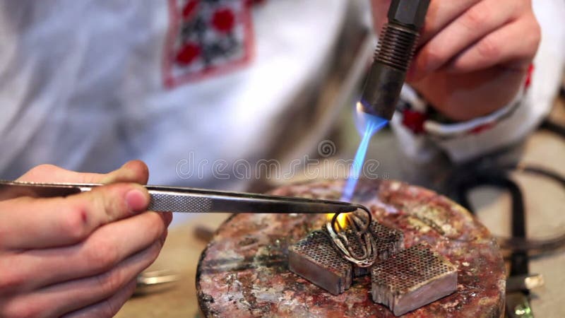 Process of Soldering Ring by Torch, only Hands are Stock Footage ...
