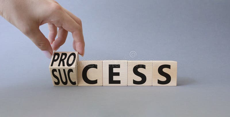 Process and Success Symbol. Businessman Hand Turns a Cube and Changes ...