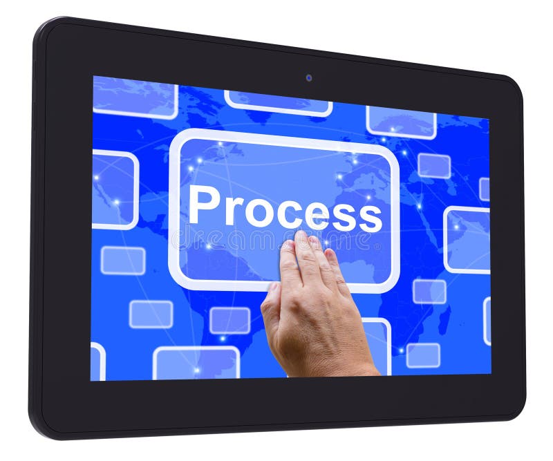 Process Tablet Touch Screen Shows Workflow Design Stock Illustration ...