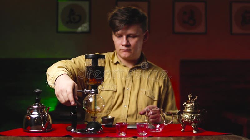 Process of Siphon Tea in the Siphon Traditions of Asia Stock Footage ...