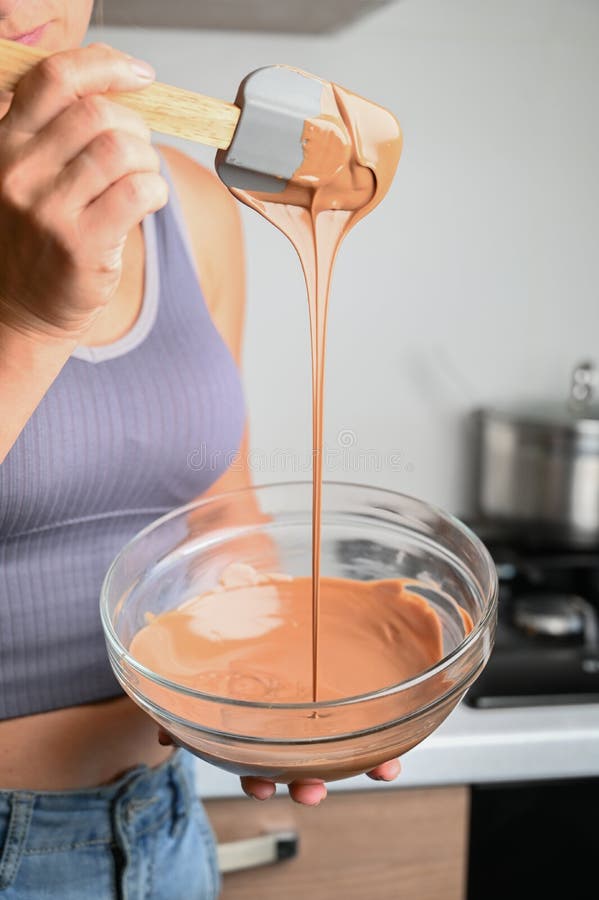 The Process of Tempering Chocolate and Making Chocolates. Pastry Chef ...