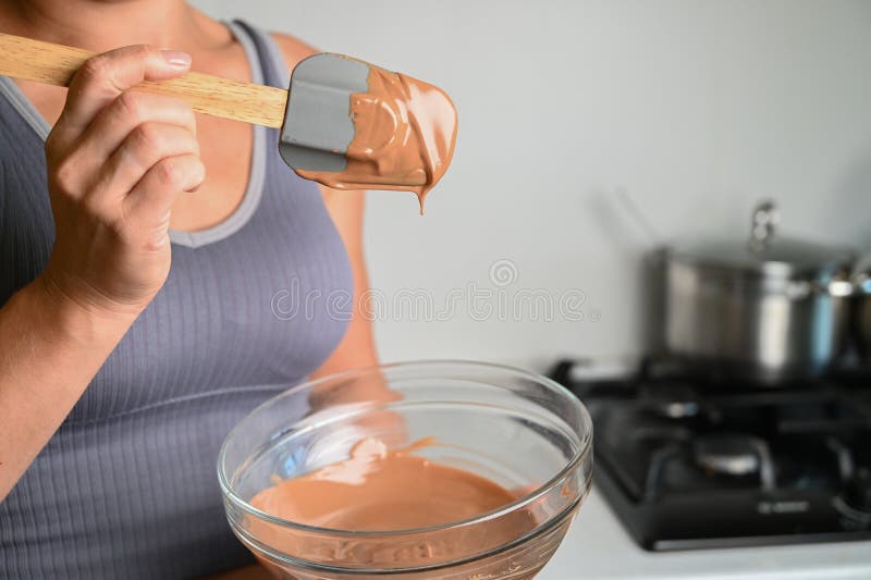The Process of Tempering Chocolate and Making Chocolates. Pastry Chef ...