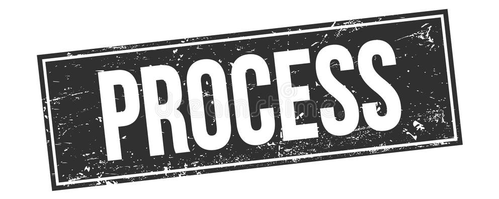 PROCESS Text on Black Grungy Rectangle Stamp Stock Illustration ...