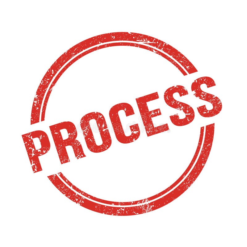 PROCESS Text Written on Red Grungy Round Stamp Stock Illustration ...