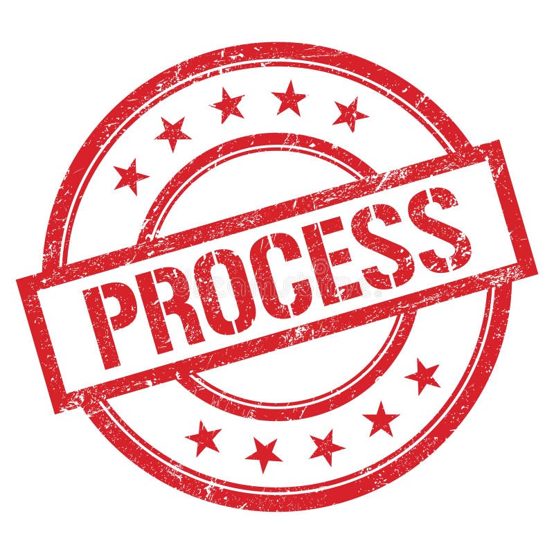 PROCESS Text Written on Red Vintage Stamp Stock Illustration ...