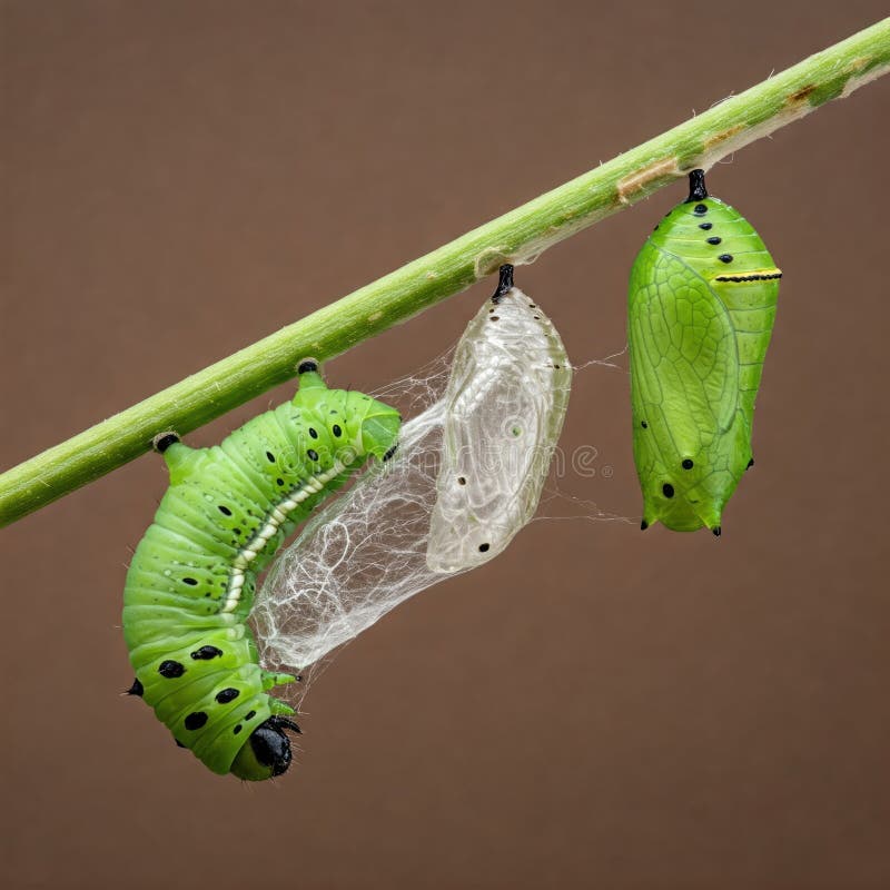 The Process of Transformation of a Caterpillar into a Chrysalis, the ...