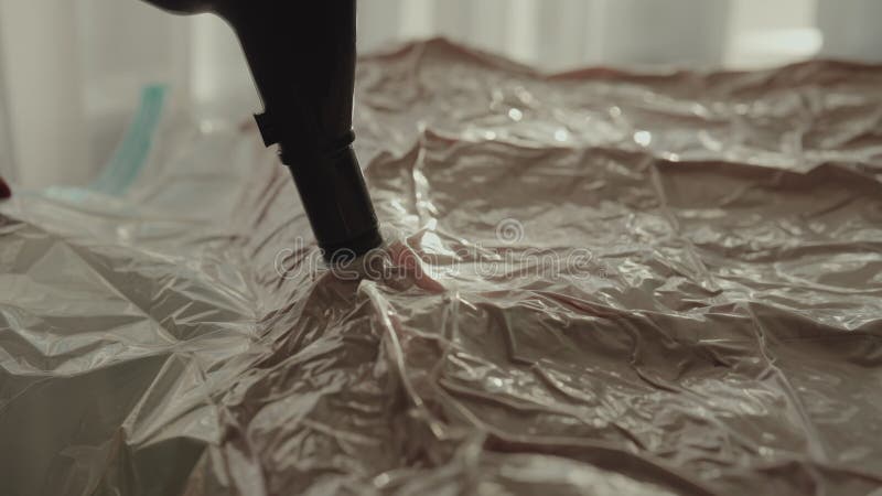 Process Using Vacuum Cleaner To Compress Blanket Inside Plastic Bag ...
