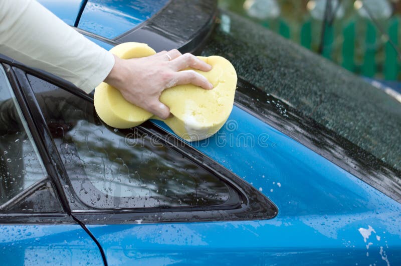 The Process of Washing a Car with the Help of Sponges Stock Photo ...