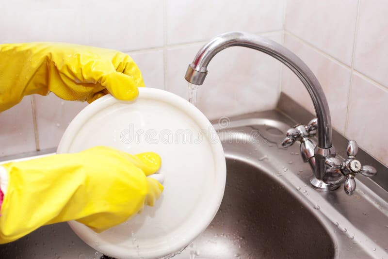 Process of Washing of Ware in a Sink Stock Photo - Image of ware ...