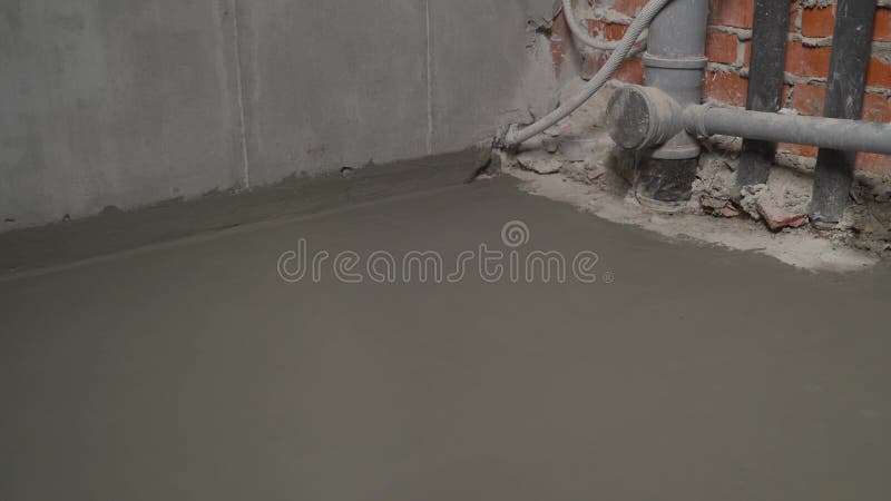 Waterproofing the Floor in a Private House, Applying Liquid Resin To ...